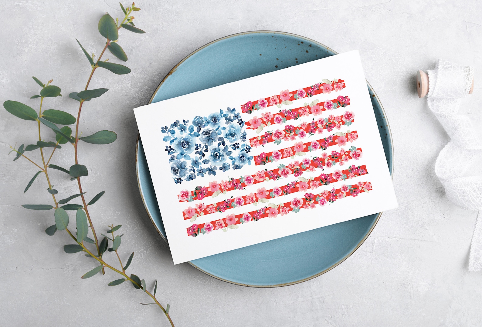 USA Flag Greeting Card Pack, Set of Blank American Flag 5x7 Note Cards ...
