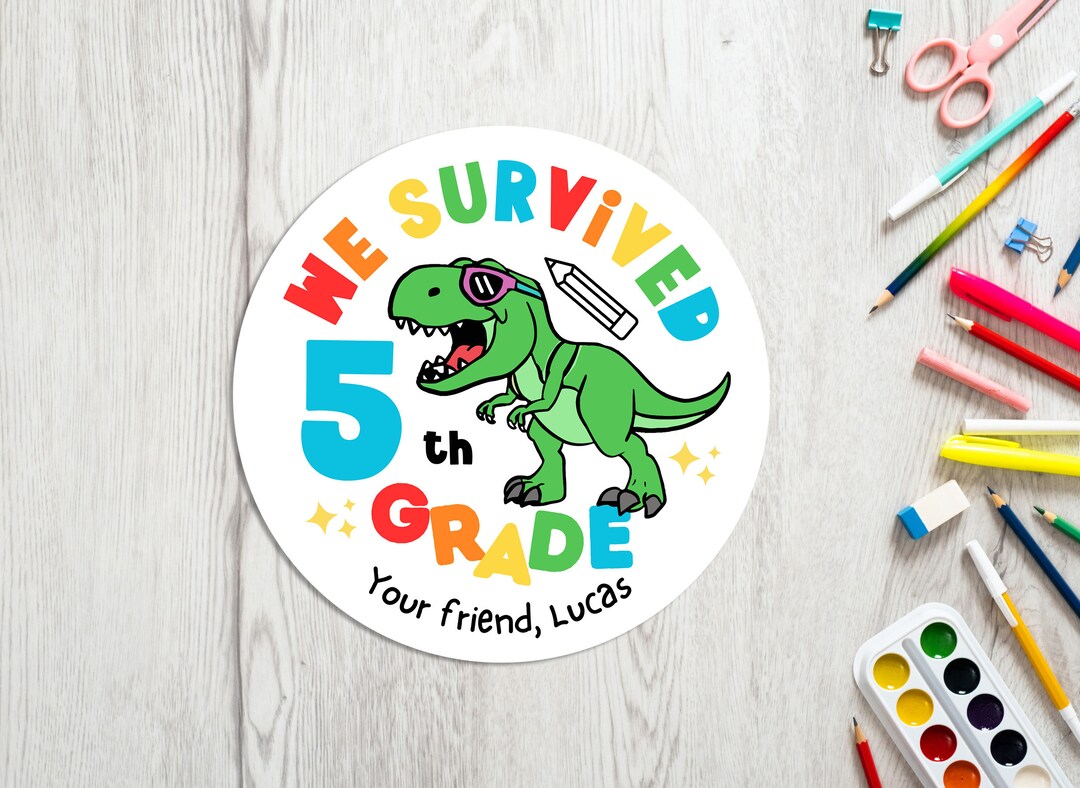Survived 5th Grade End of Year Stickers, Personalized Summer Break ...