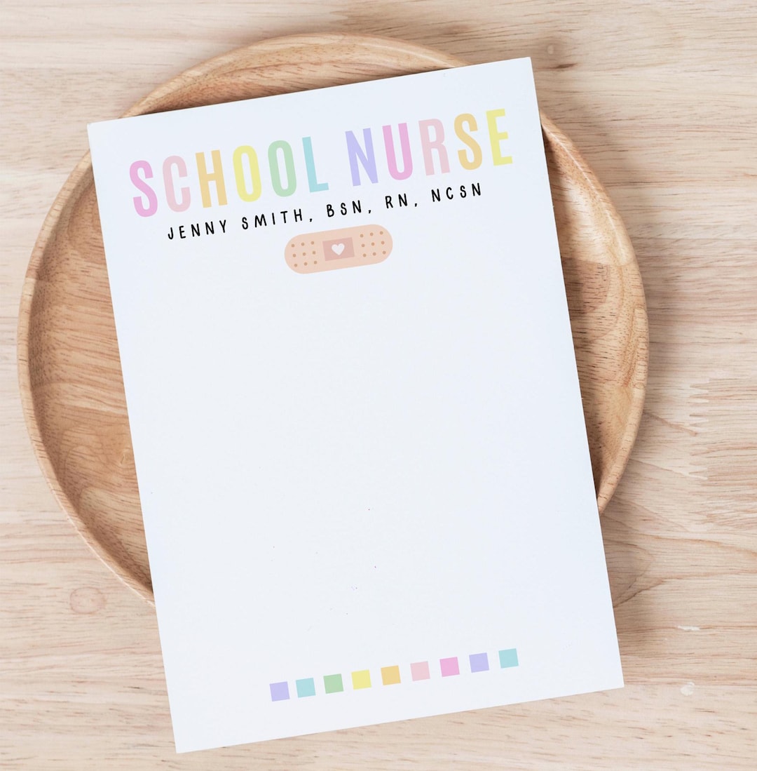 School Nurse Notepad Personalized, Colorful Custom Medical Stationery ...