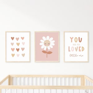 Neutral Daisy Nursery Wall Art, You Are so Loved Modern Daisy Decor ...