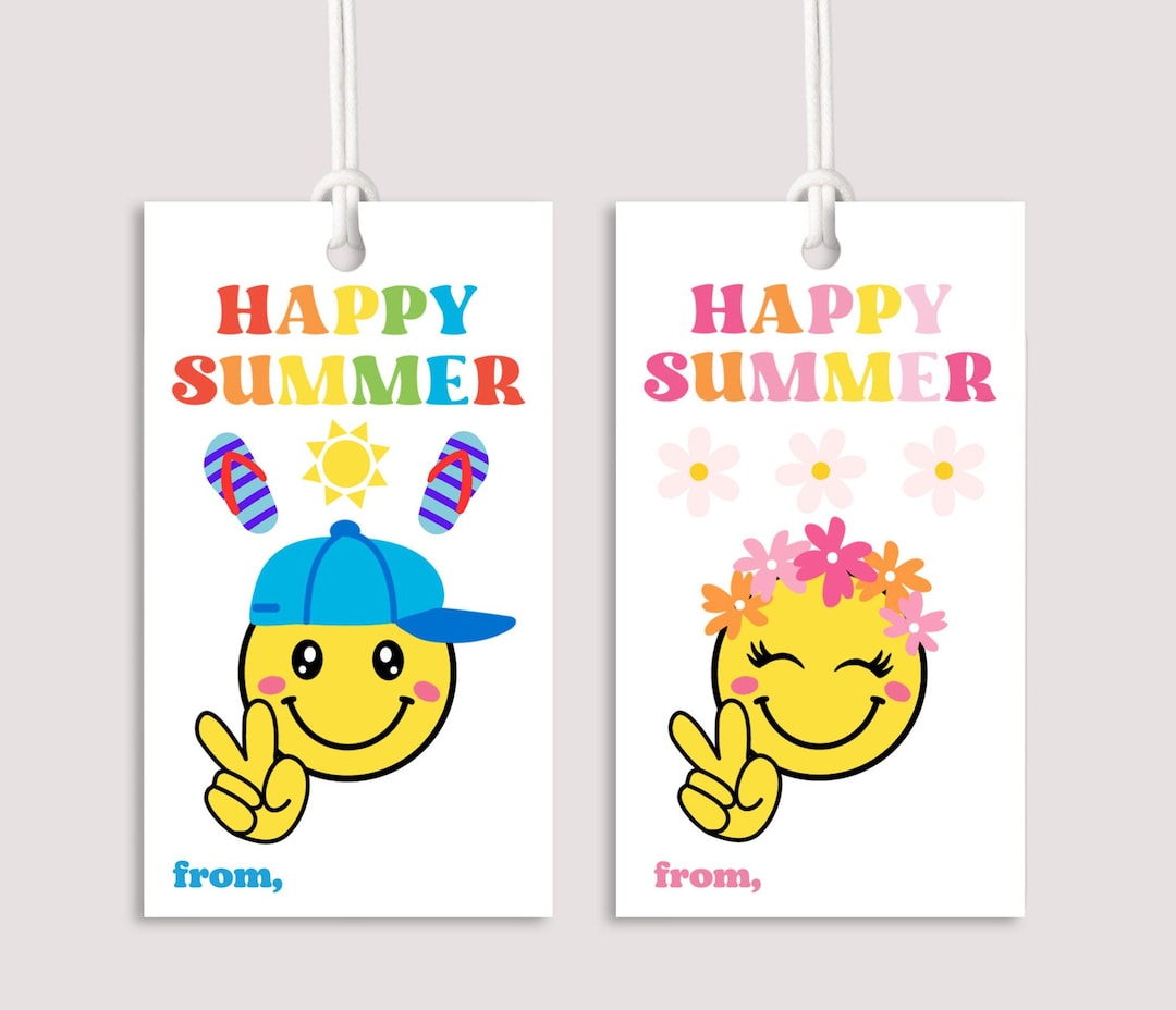 Last Minute End of School Year Gift Tag PRINTABLE, Boy Girl Cute Smiley ...