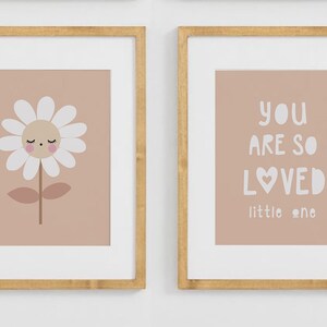 Boho Daisy Nursery Decor, You Are so Loved Modern Daisy Wall Art ...