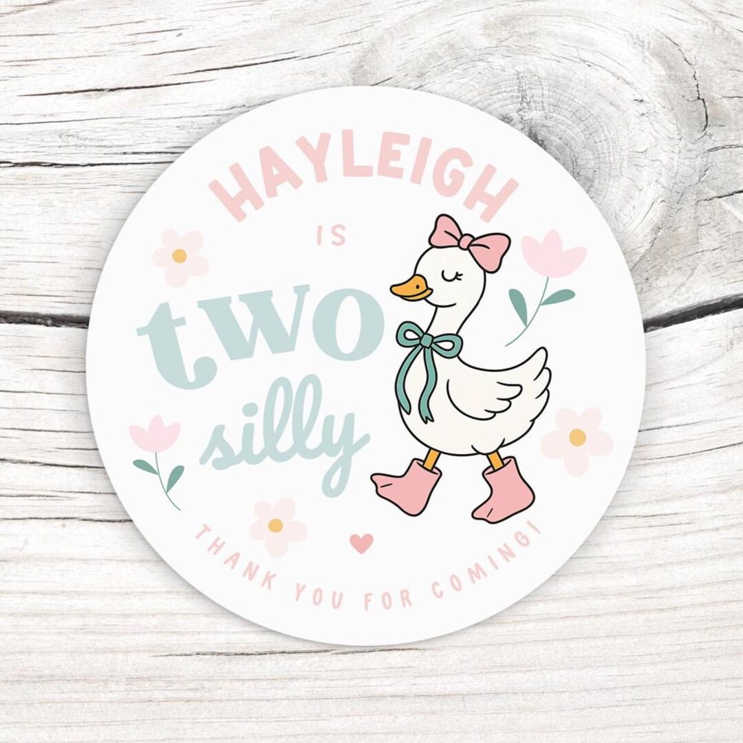 Two Silly Birthday, Goose Birthday Stickers With Name, Personalized ...