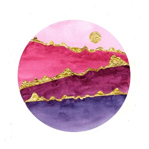 Jewel Tone Watercolor Abstract Art Print, Abstract Sunset Ruby Amethyst ...