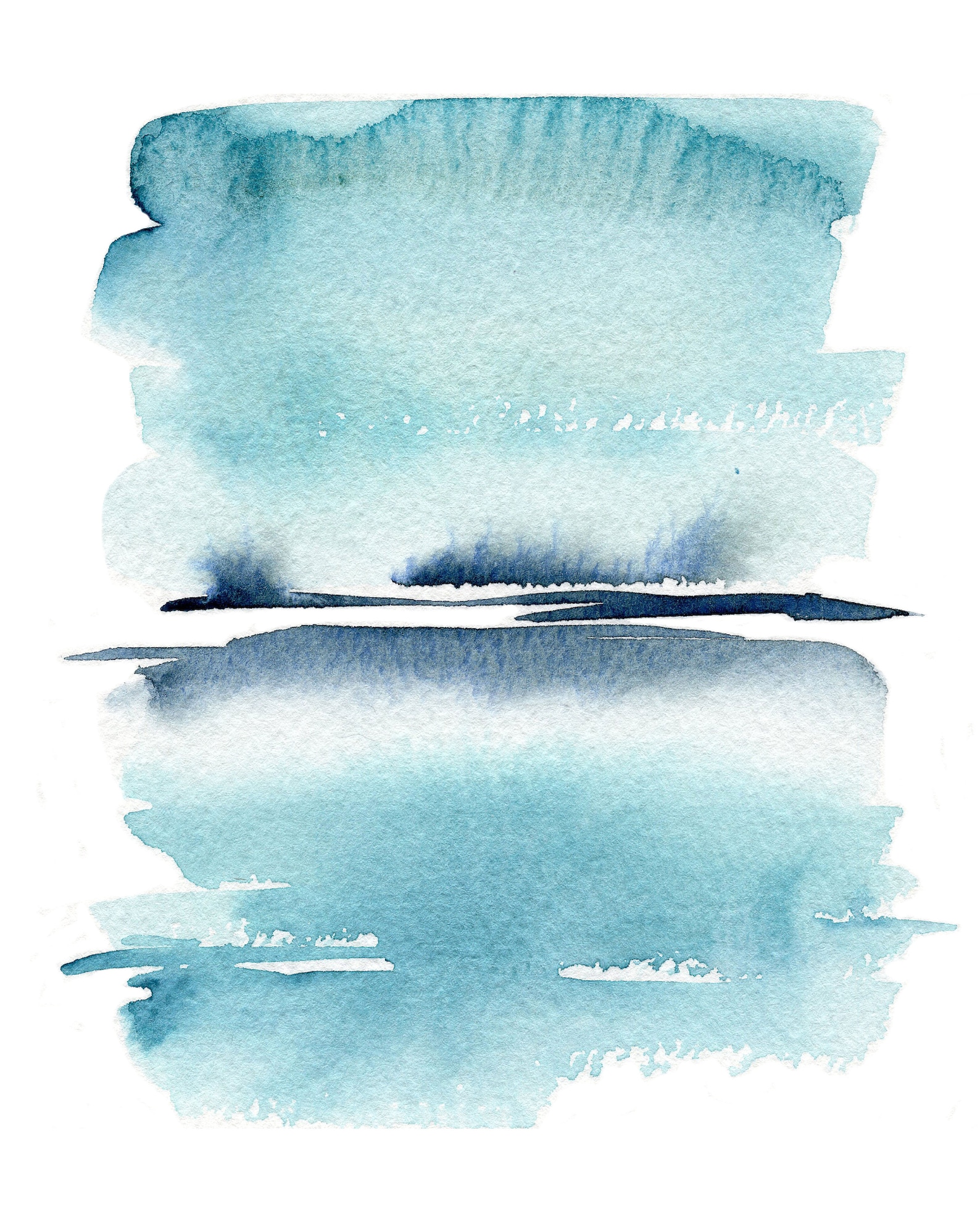 Blue Abstract Sea Art Print Set, Minimalist Modern Ocean Wave Wall Art ...