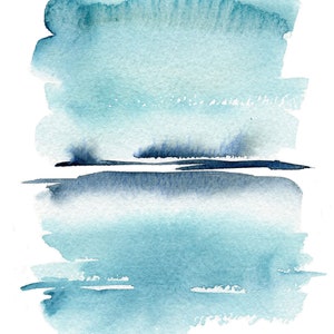 Blue Abstract Sea Art Print Set, Minimalist Modern Ocean Wave Wall Art ...