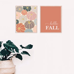 Boho Pumpkins Wall Art PRINTABLE, Neutral Hello Fall Print Set ...