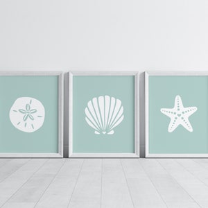 Beach Nursery Wall Art PRINTABLE, Seashells Girls Room Print Set ...