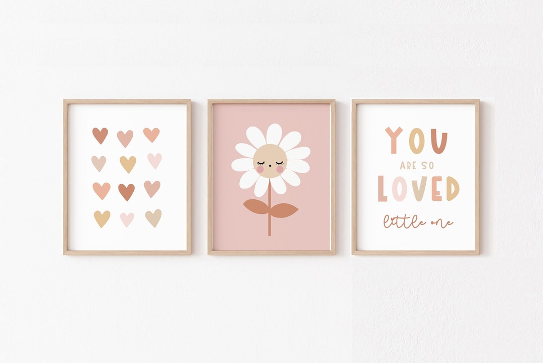 Neutral Daisy Nursery Wall Art, You Are so Loved Modern Daisy Decor ...