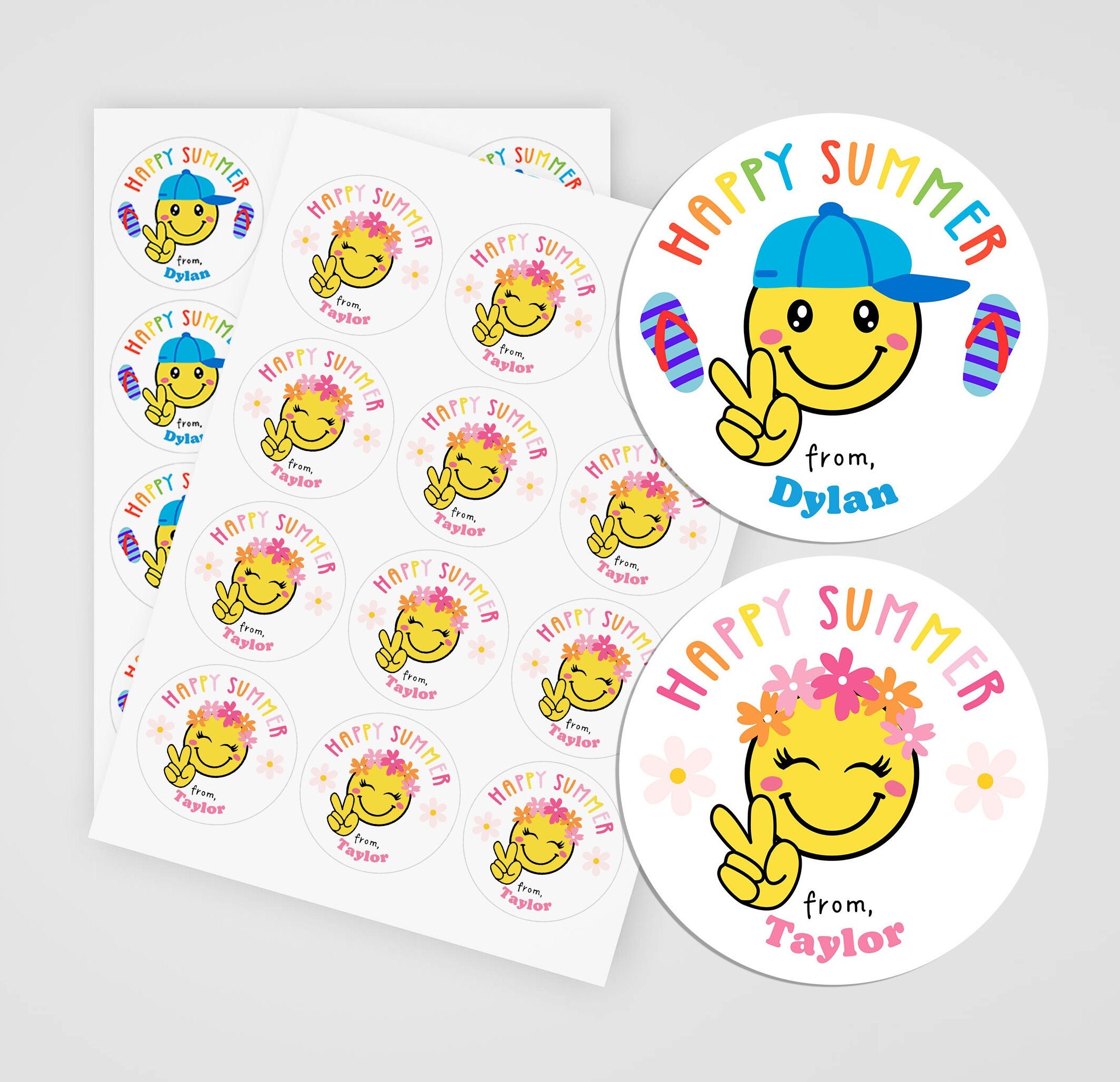 Personalized End of Year Stickers, Summer Break Labels, Kids Last Day ...