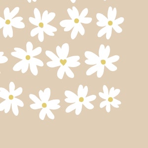 Neutral Daisy Wall Art, Modern Wildflower Nursery Decor, Boho Cream ...