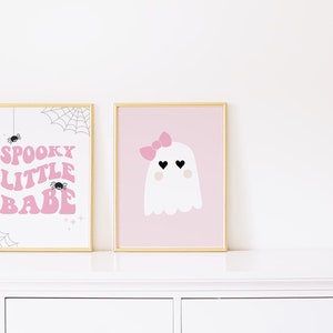 Pink Halloween Nursery Wall Art PRINTABLE, Cute Girls Room Halloween ...