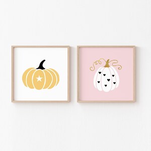 Pink Pumpkin Wall Art PRINTABLE, Cute Pumpkin Nursery Digital Print Set ...