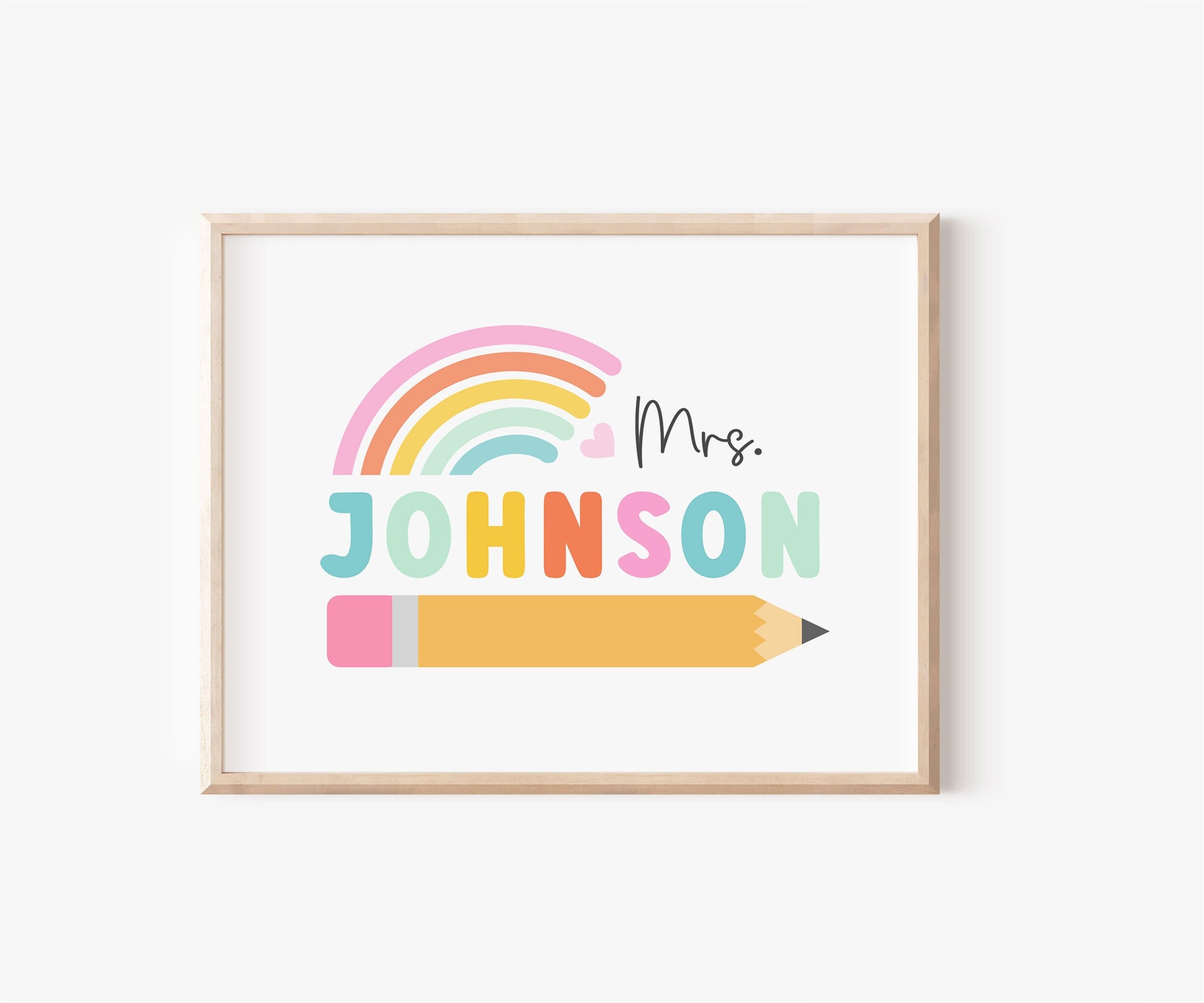 Colorful Teacher Name Sign PRINTABLE, Personalized First Day of School ...