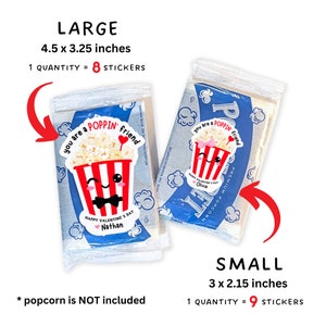 Kids Valentine's Stickers With Name, Personalized Popcorn Bag Labels ...