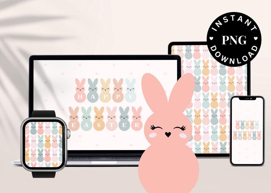 Easter Wallpapers, Cute Boho Bunny Digital Download, Girly Happy Easter ...