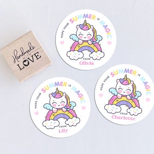 Personalized End of Year Stickers, Unicorn Summer Break Labels, Kids ...