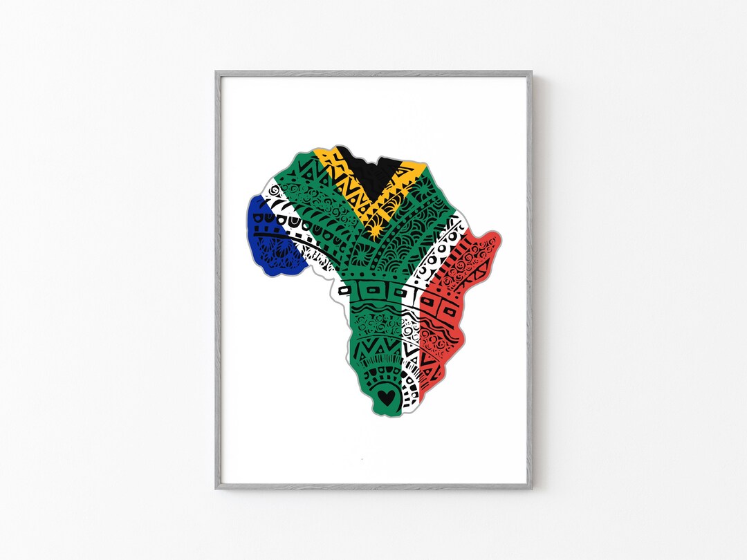 South Africa Art PRINTABLE, South African Flag Travel Wall Print ...