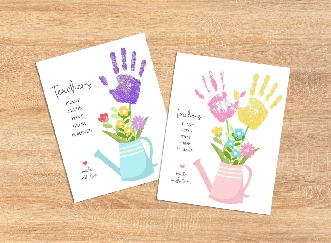 PRINTABLE Teacher Appreciation Gift, Kids Handprint Craft DIY Thank You ...