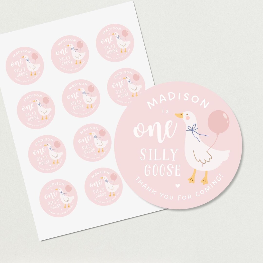 Goose Birthday Stickers With Name, Personalized First Birthday Tags ...
