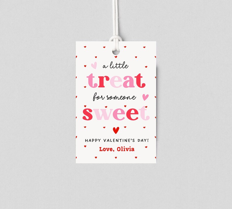 PRINTABLE Little Treat for Someone Sweet Valentine Tag, Pink & Red ...