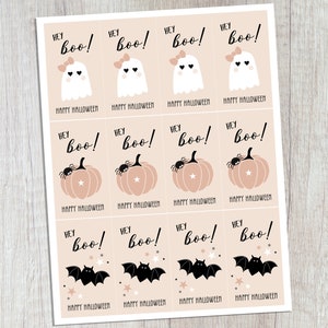 Boho Halloween Gift Tag PRINTABLE, Digital Hey Boo Party Favors, Trick ...