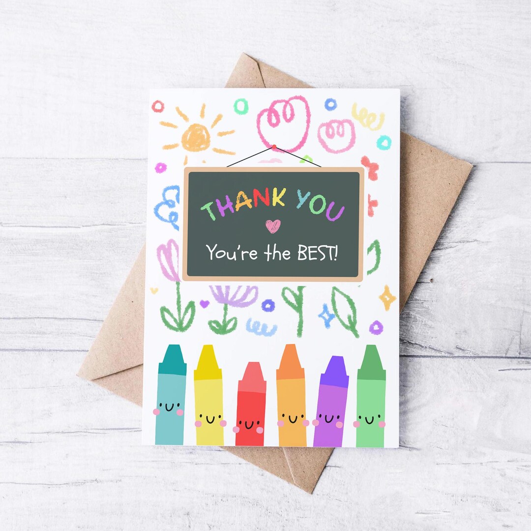 PRINTABLE Teacher Appreciation Card, Cute Thank You Best Teacher Note ...