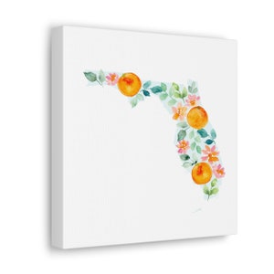 Florida CANVAS Wall Art, Sunshine State Canvas Print, Watercolor Floral ...