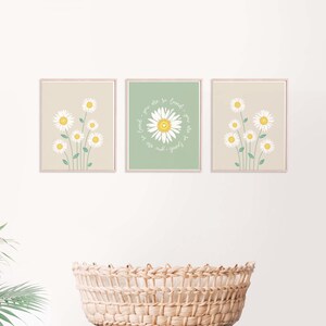 Neutral Daisy Nursery Print Set of 3, You Are so Loved Modern Daisy ...