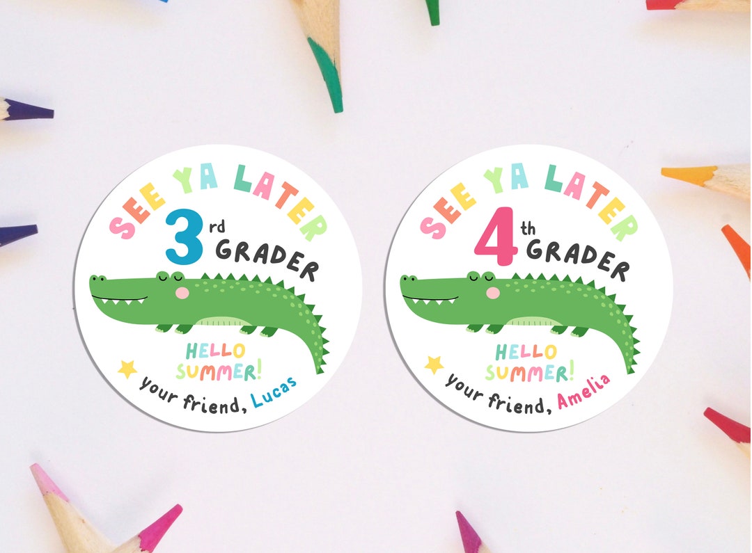 Personalized End of Year Stickers, Cute Alligator See Ya Later, Summer ...