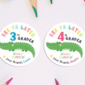 Personalized End of Year Stickers, Cute Alligator See Ya Later, Summer ...