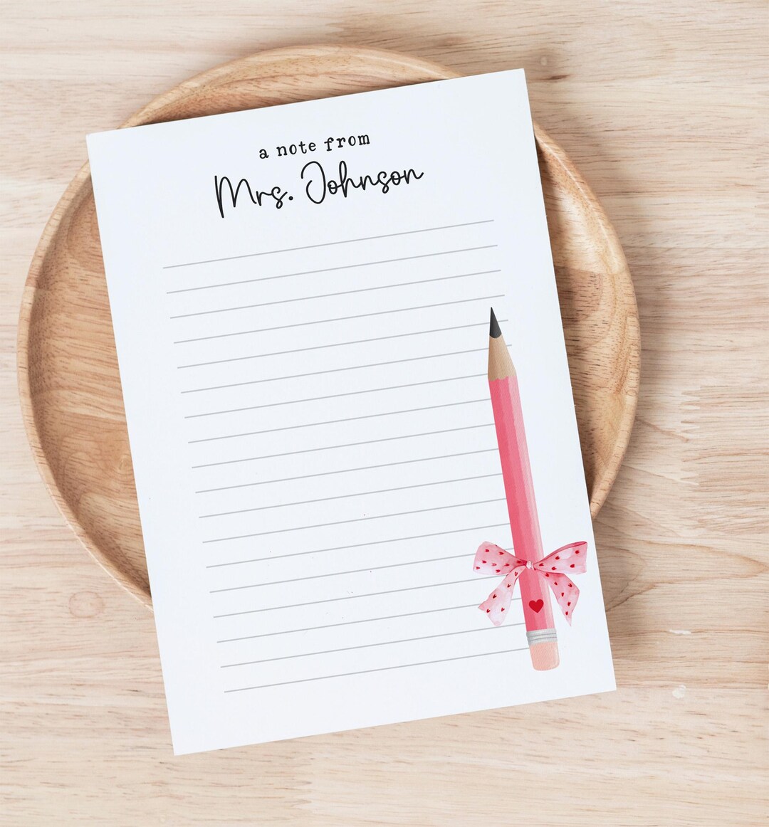 Coquette Teacher Notepad Personalized, Cute Teacher Appreciation Gift ...