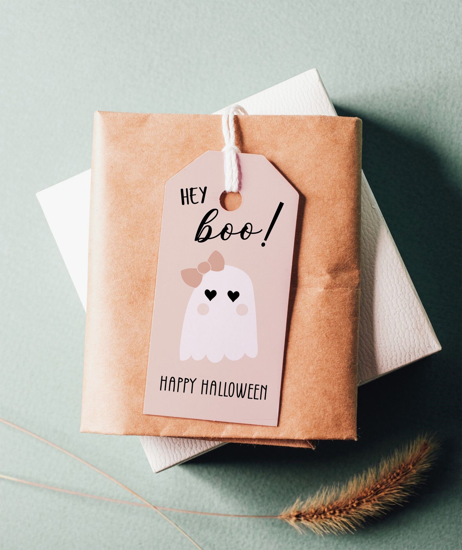 Boho Halloween Gift Tag PRINTABLE Digital Hey Boo Party - Etsy
