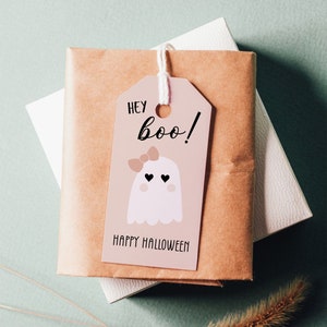 Boho Halloween Gift Tag PRINTABLE, Digital Hey Boo Party Favors, Trick ...