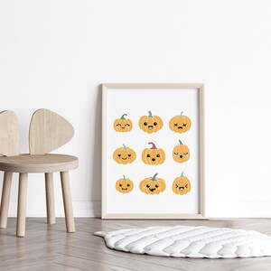Kids Pumpkin Wall Art PRINTABLE, Cute Fall Nursery Decor, Bright ...
