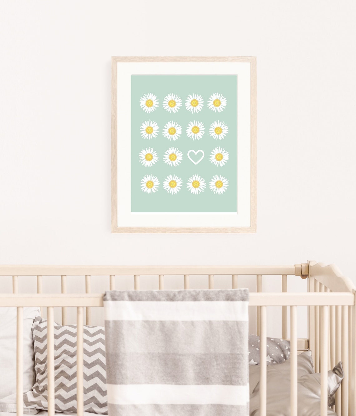Boho Daisy PRINTABLE, Sage Green Daisy Pattern Poster, Retro Flower ...