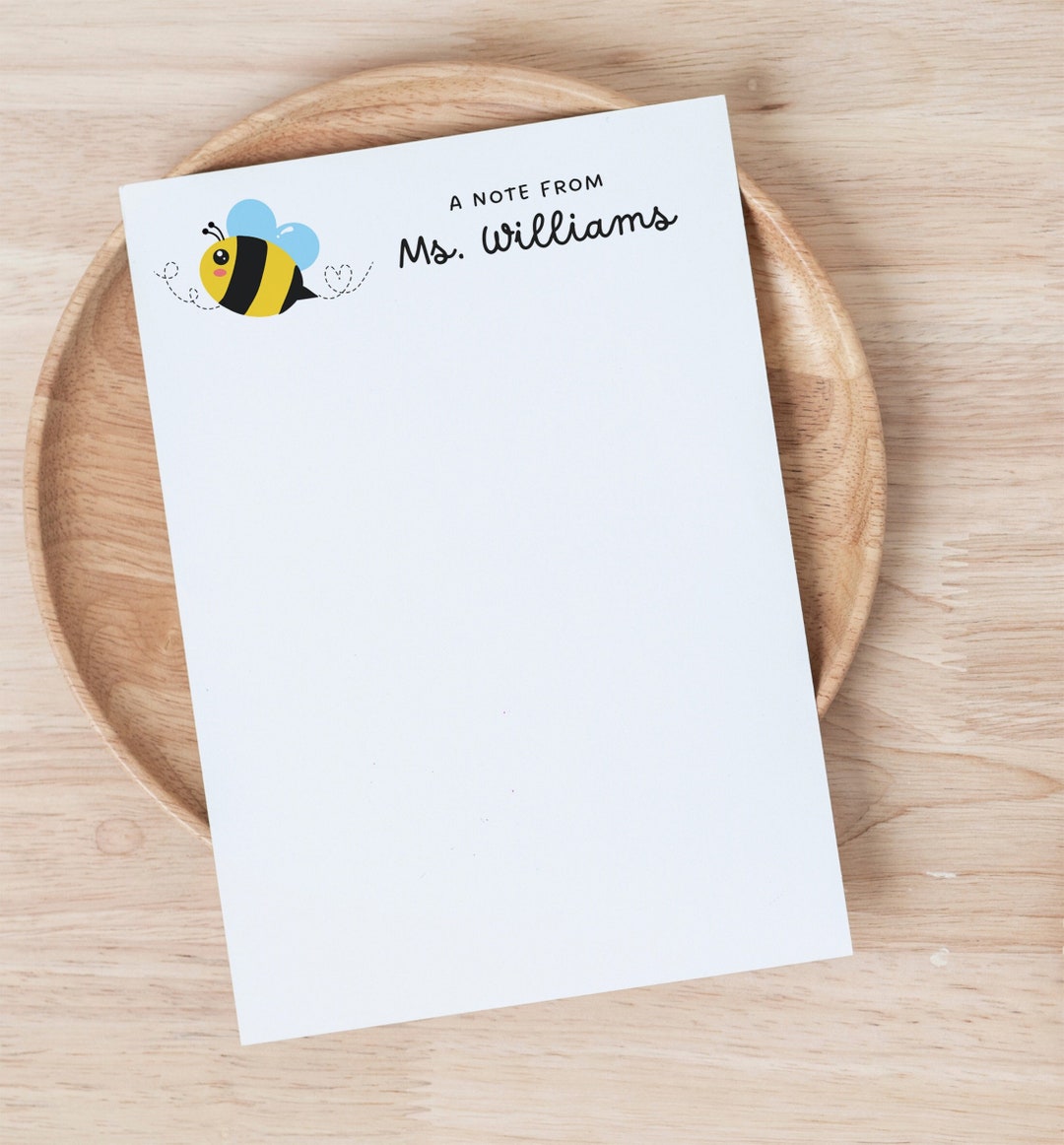 Teacher Note Pad Personalized, Custom School Stationery Name, Cute Bee ...