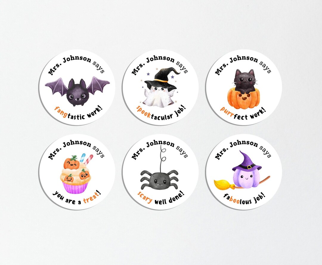 Personalized Teacher Reward Halloween Stickers, Custom Well Done Labels ...