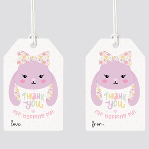Bunny Gift Tag PRINTABLE, Thank You for Hopping by Party Favors, Cute ...