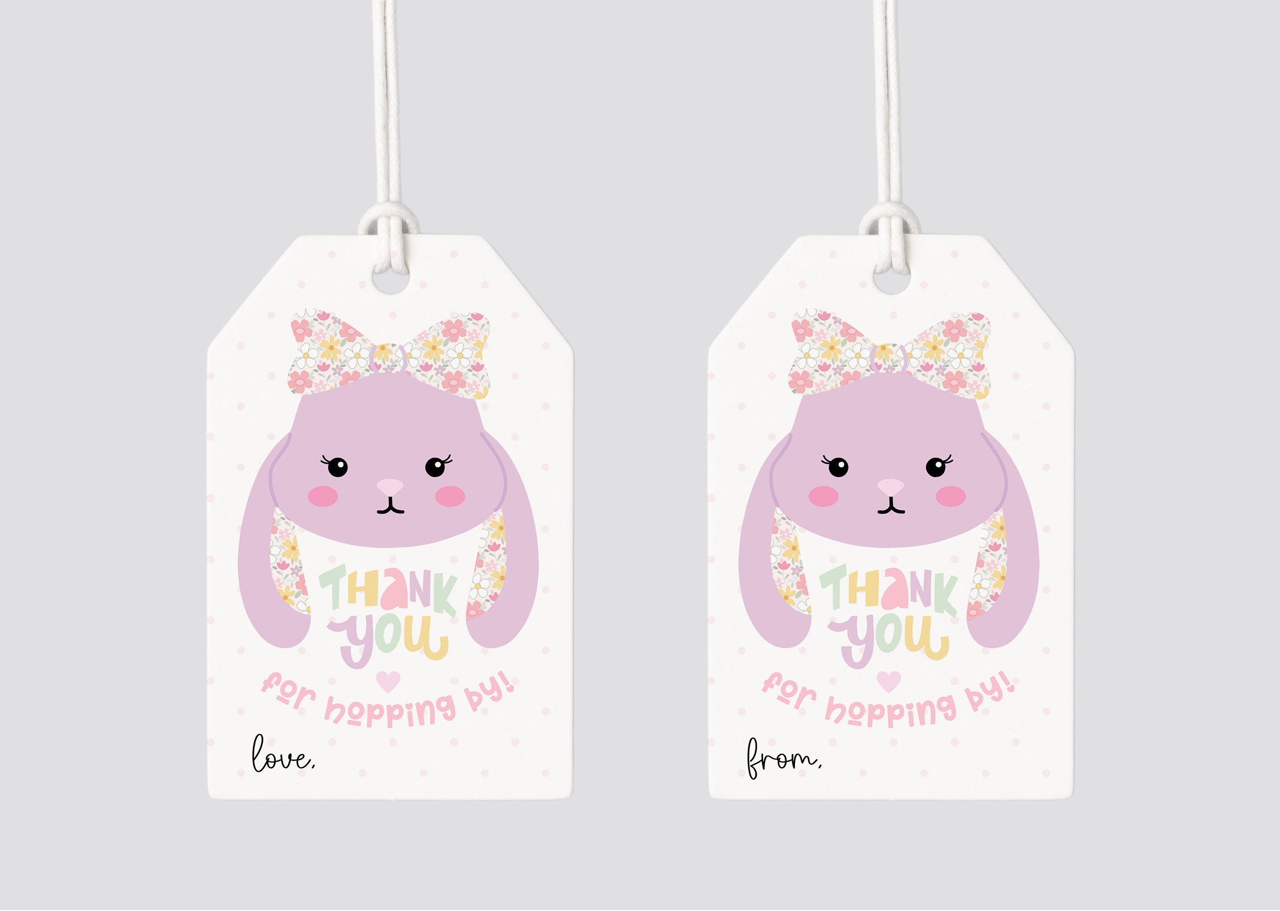 Bunny Gift Tag PRINTABLE, Thank You for Hopping by Party Favors, Cute ...