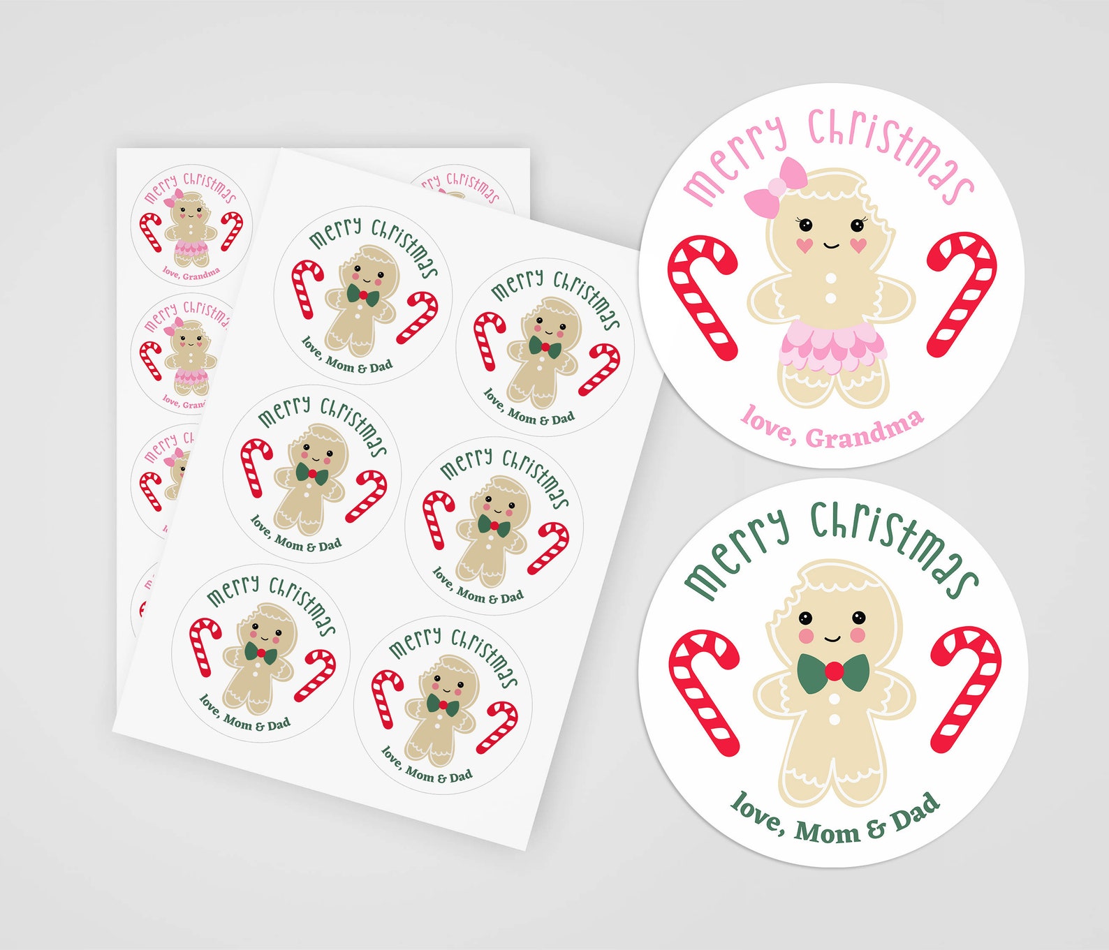 Personalized Christmas Stickers Gingerbread Holiday Labels - Etsy
