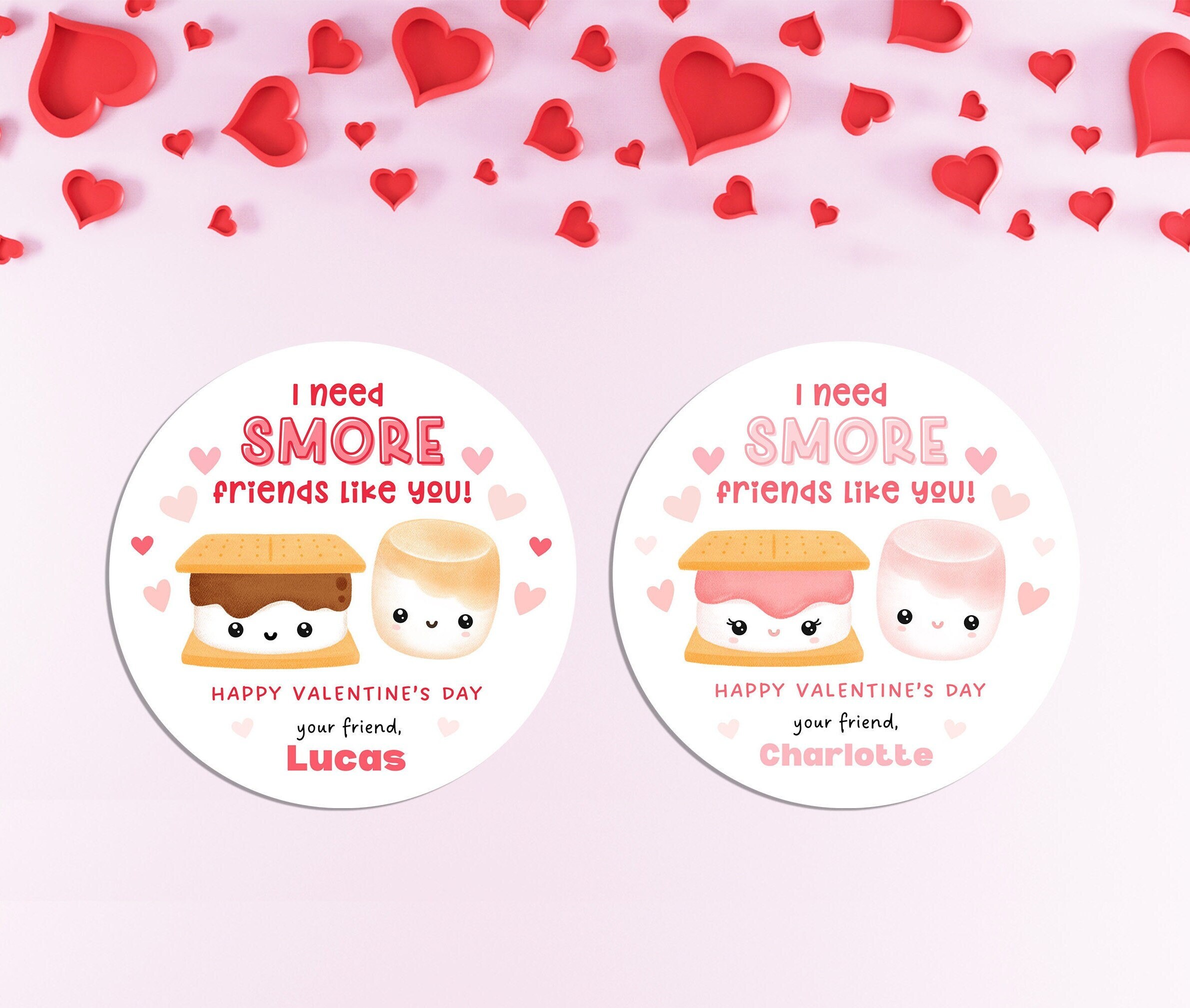 Smores Valentine Stickers Personalized, Marshmallow Valentine's Day ...