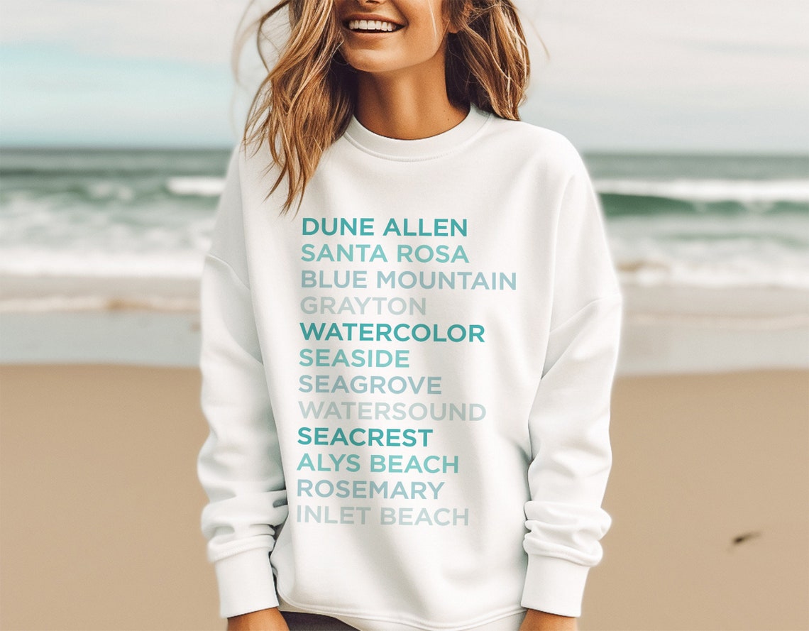 30A Beaches Sweatshirt, Seaside FL Crewneck Pullover, Emerald Coast ...