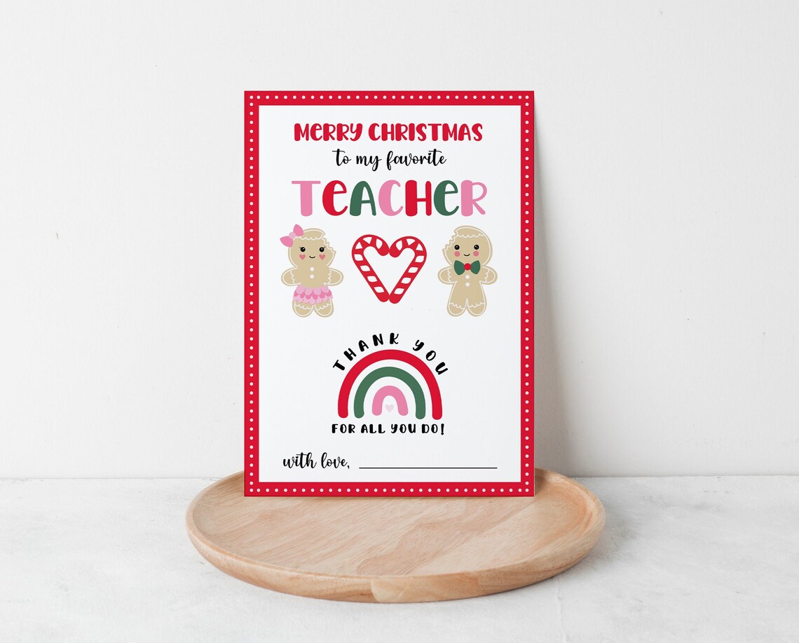 PRINTABLE Christmas Gift Card Holder for Teacher Merry - Etsy