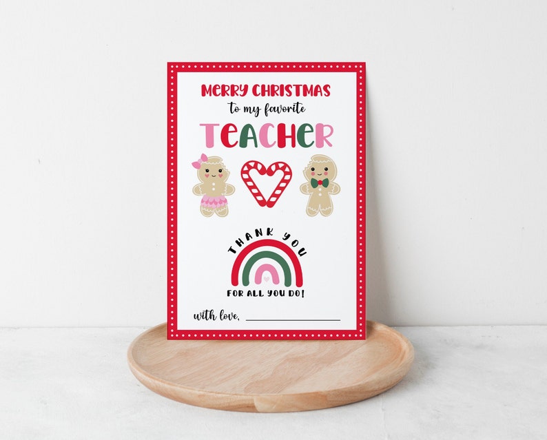 PRINTABLE Christmas Gift Card Holder for Teacher Merry - Etsy
