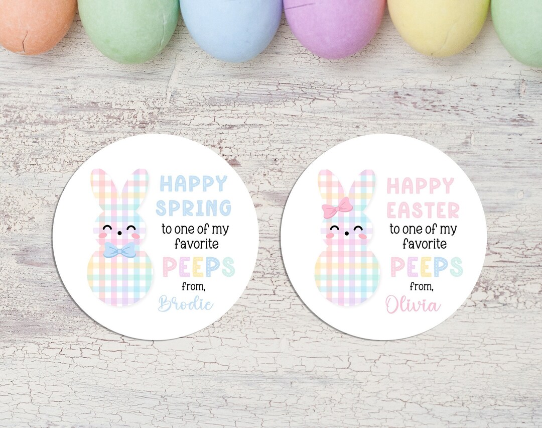 Personalized Easter Bunny Labels, Happy Spring Treat Bag Stickers ...