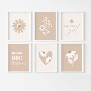 Neutral Daisy Nursery Wall Art, Dream Big Little One Modern Daisy Decor ...