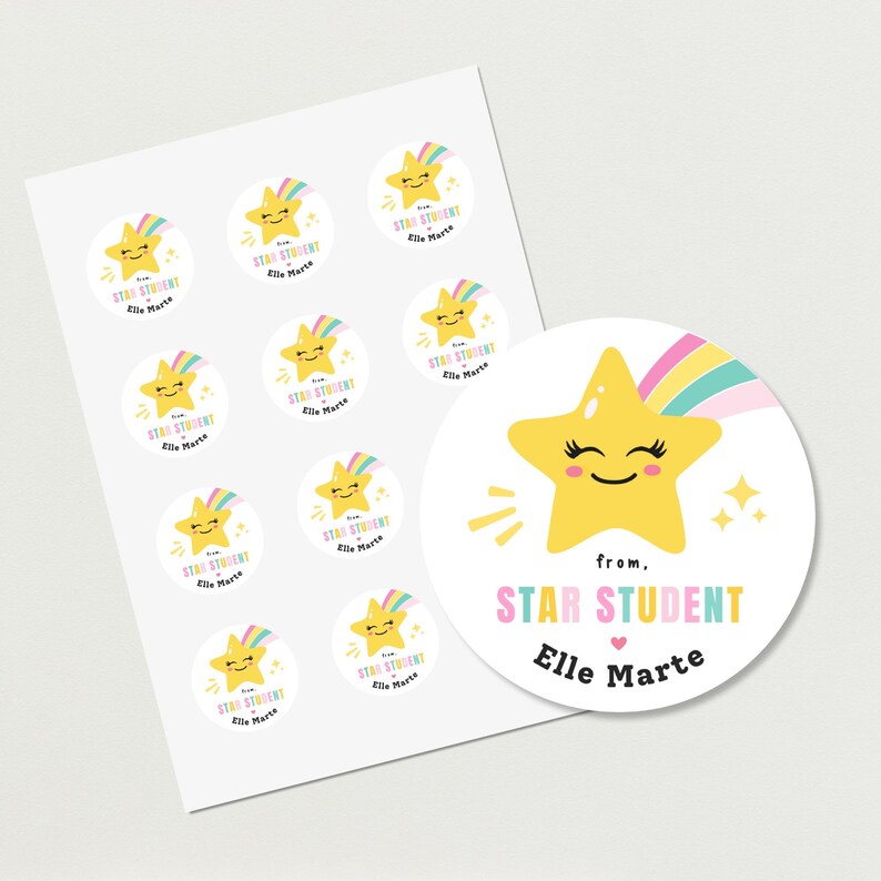 Personalized Star Student Week Stickers, Custom Well Done Labels for ...