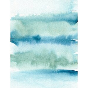 Watercolor Abstract Art Print, Blue Green Ocean Wall Art, Minimalist ...