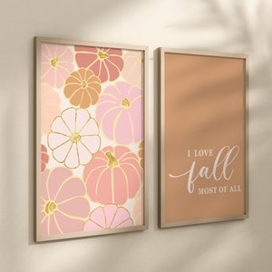 Boho Pink Pumpkins Wall Art PRINTABLE, Neutral I Love Fall Most of All ...